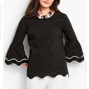 Talbots | Tops | Talbots Black Top Wembroidered Scallopedge | Poshmark